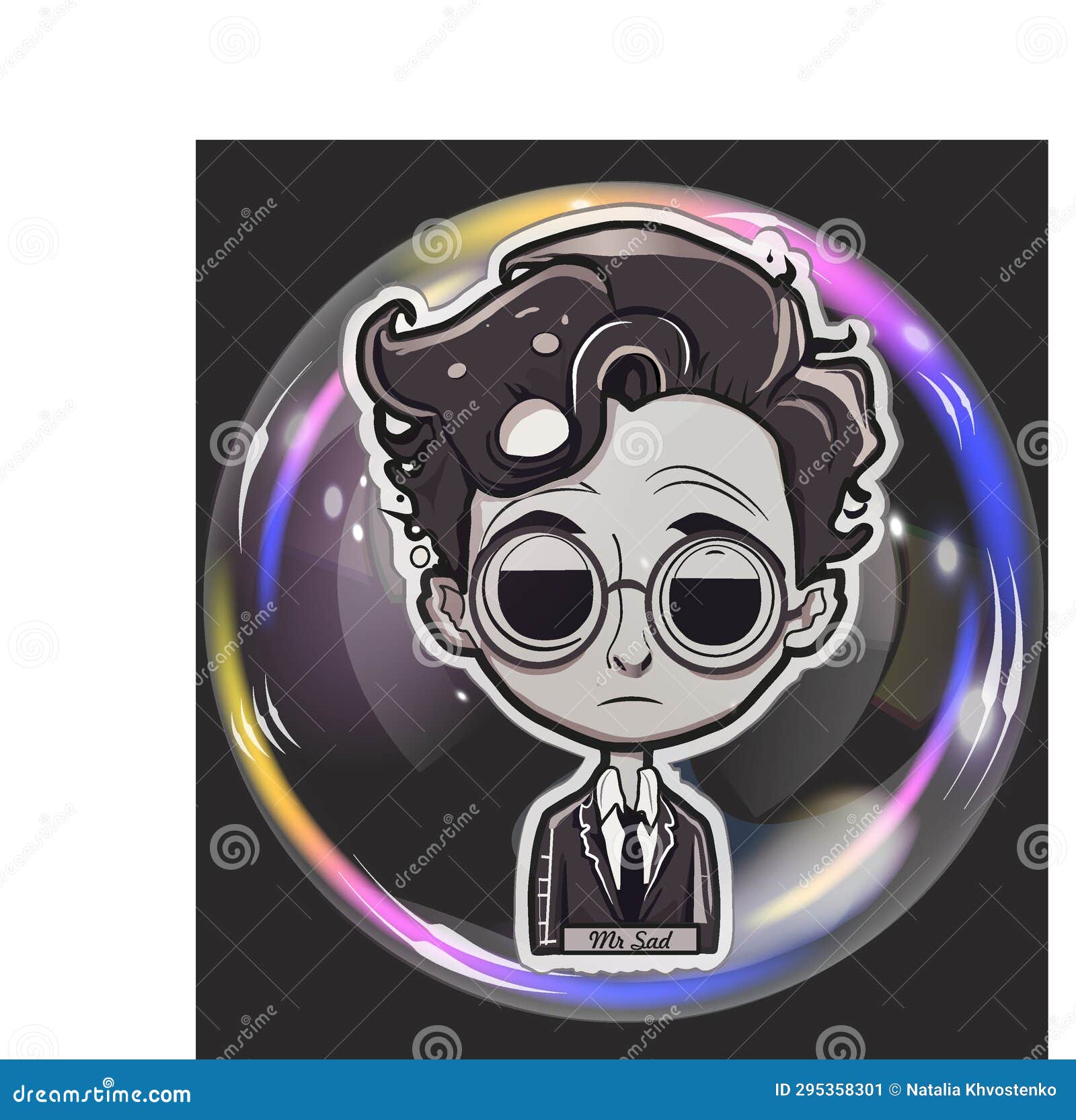 Boy in a Soap Bubble Mr. Sad Stock Illustration - Illustration of ...