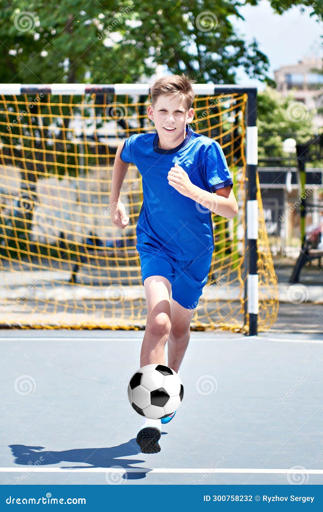 Boy Soccer Player with Ball Stock Photo - Image of goal, competition ...