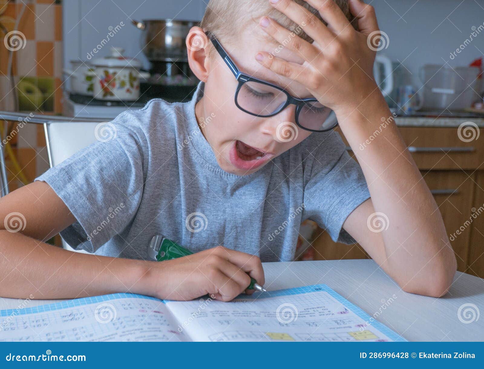 The Boy Solves Math, Does Homework in the Kitchen and Yawns from Boring ...