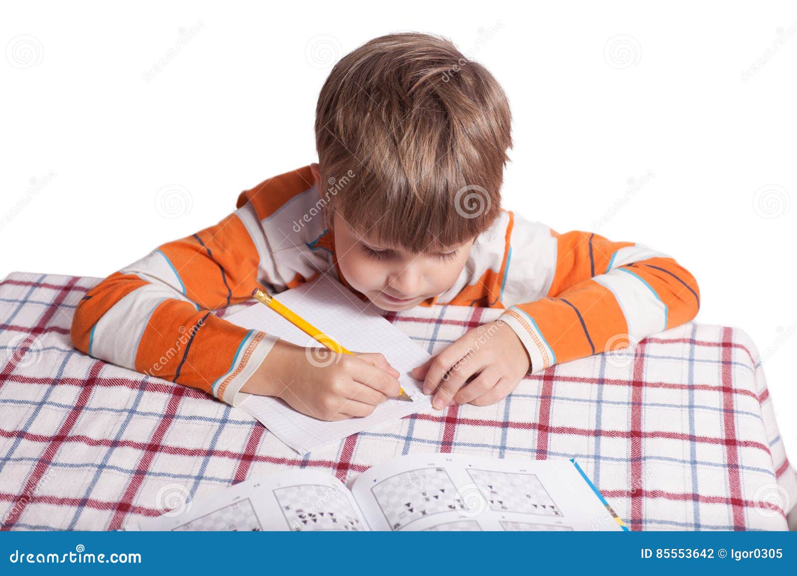 The boy solving exercises stock photo. Image of beautiful - 85553642