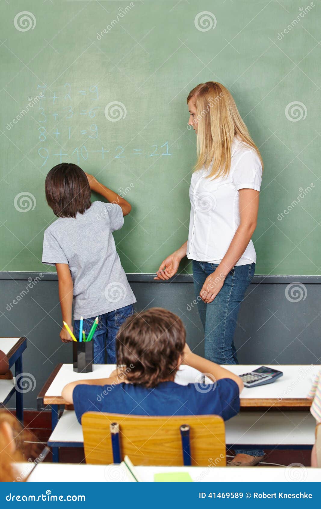 Boy Solving Math Problem in Class Stock Image - Image of maths, child ...