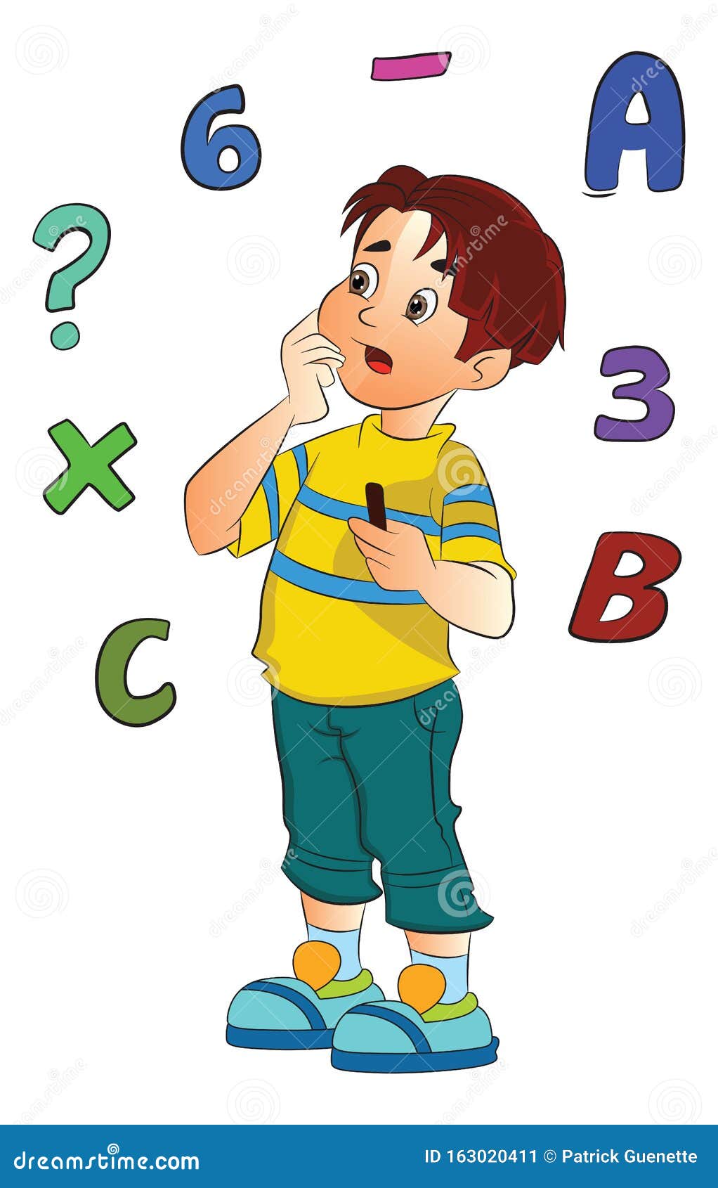 Boy Solving a Math Problem, Illustration Stock Vector - Illustration of ...