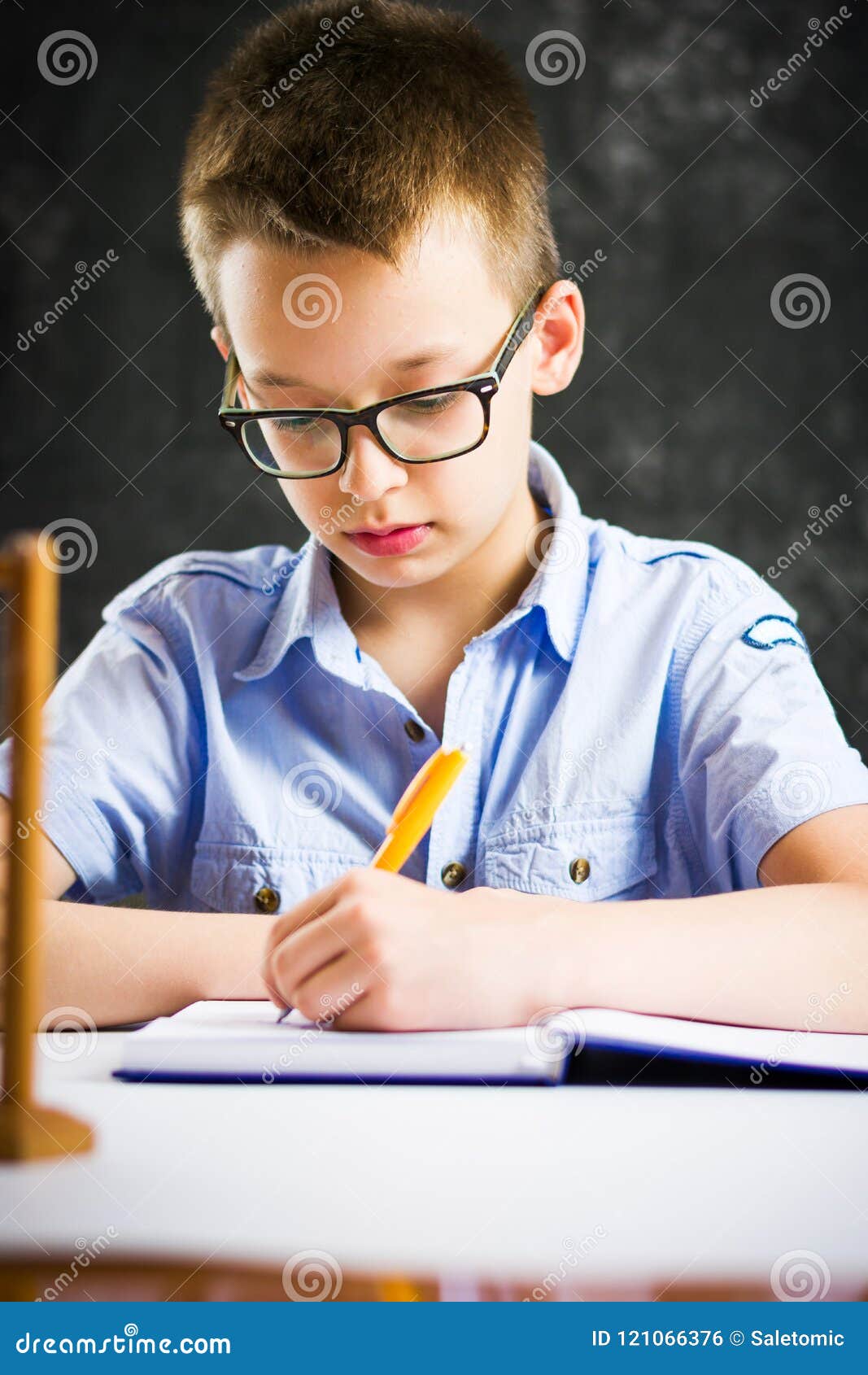 Boy Solving Math Problems at Home Stock Photo - Image of child, pencil ...