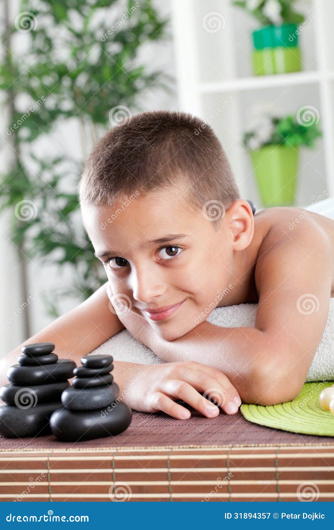 Boy in spa treatment stock image. Image of health, skin - 31894357