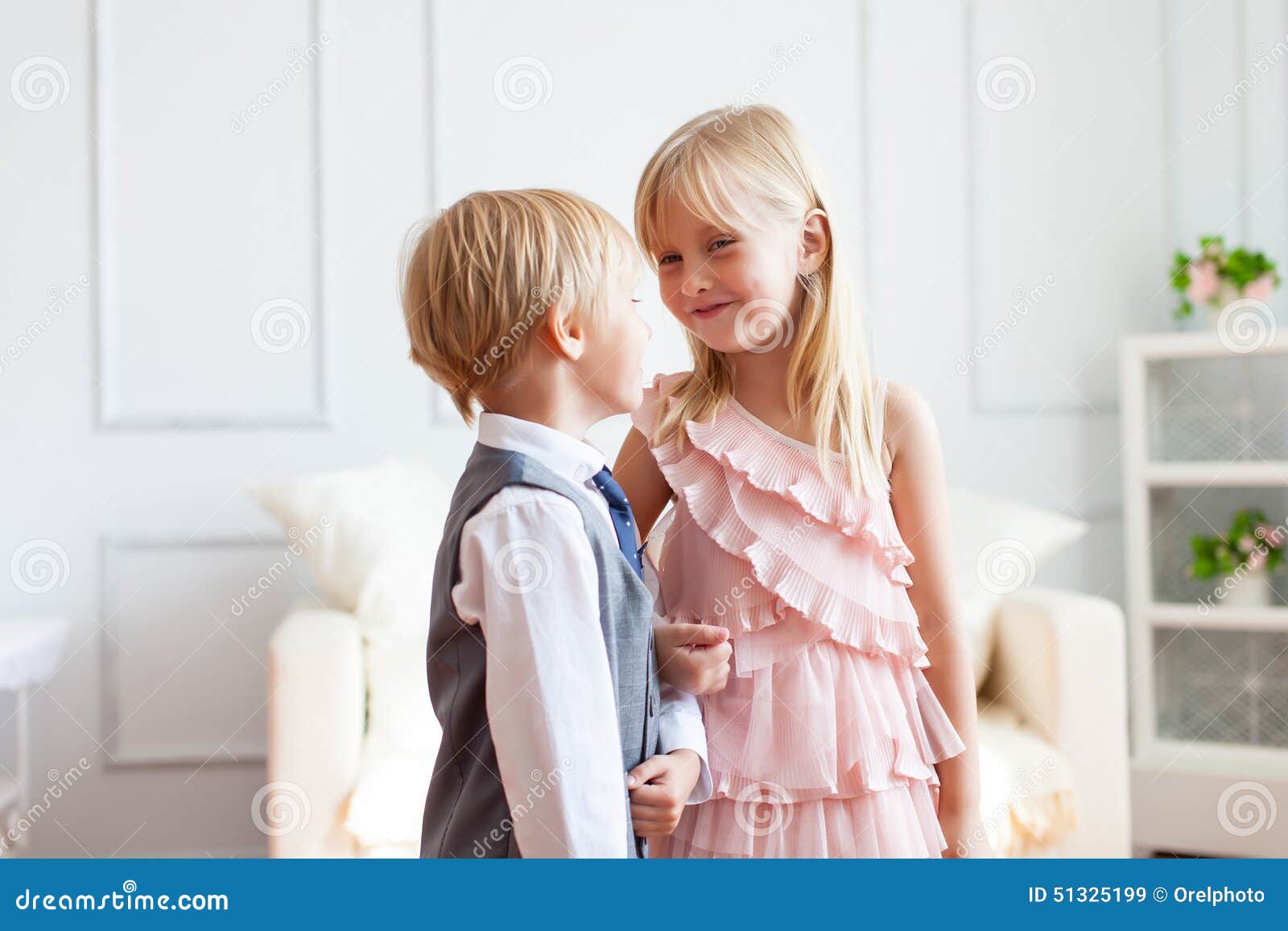 Boy is speaking to girl stock image. Image of face, kids - 51325199
