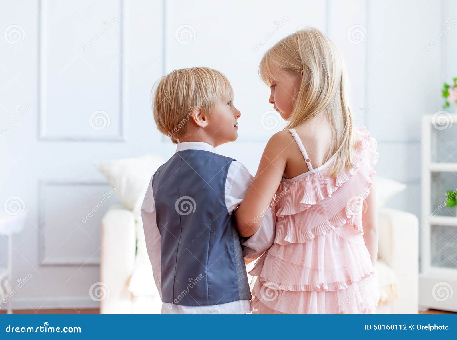 Boy is speaking to girl stock photo. Image of white, love - 58160112