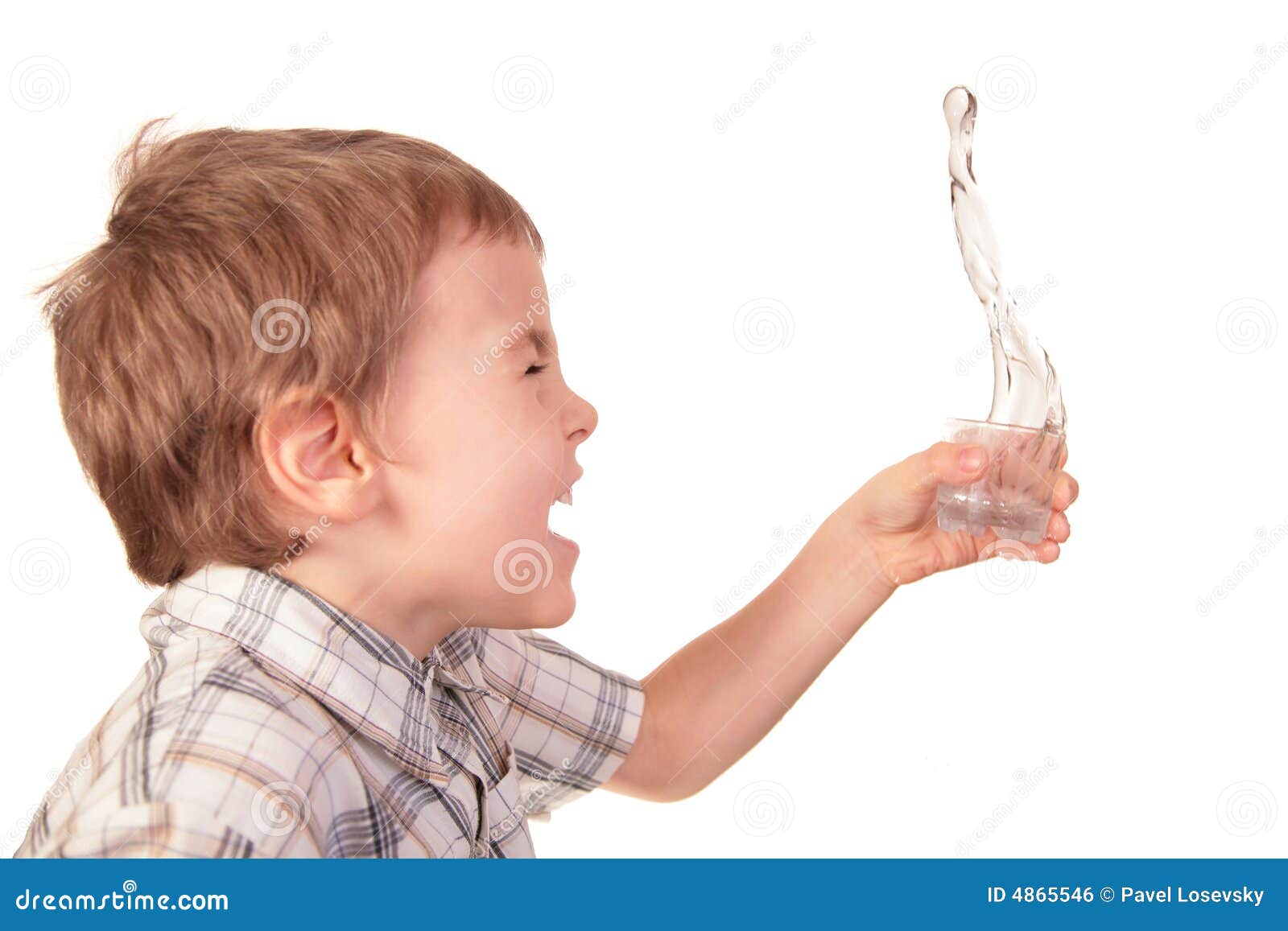 Boy Spills Water from Glass Stock Photo - Image of care, flow: 4865546