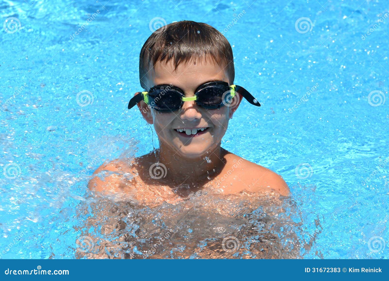 Boy Splash stock image. Image of goggles, cute, water - 31672383