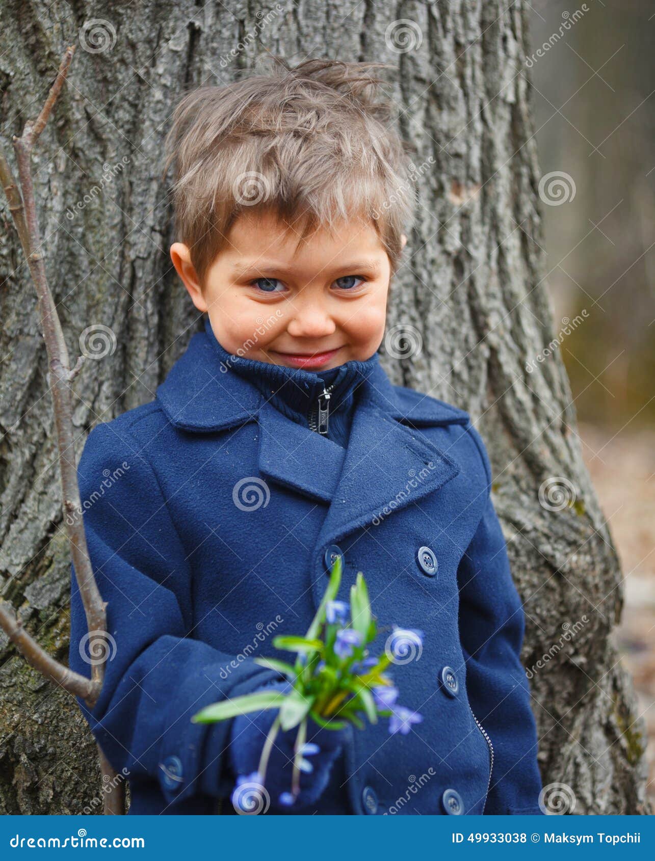 Boy in spring forest stock photo. Image of face, forest - 49933038