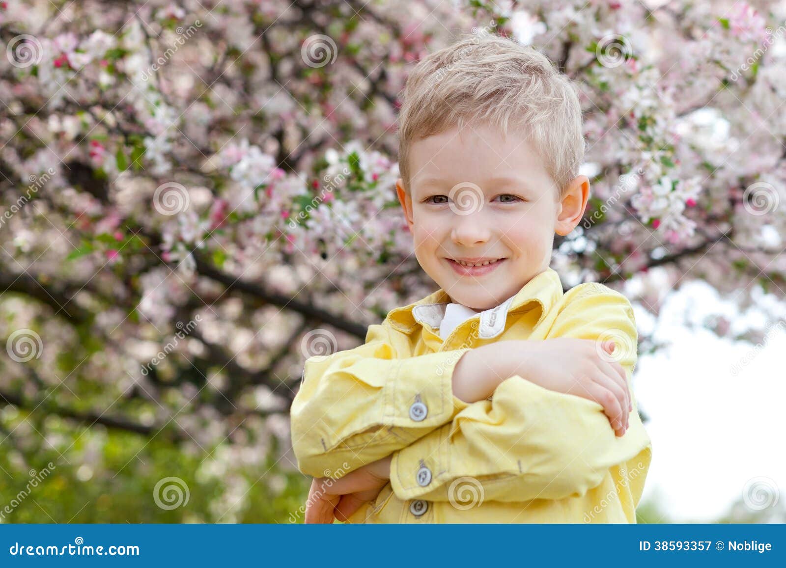 Boy at spring time stock image. Image of cherry, flower - 38593357
