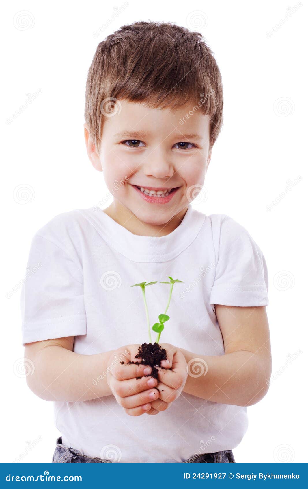 Boy with sprouts in hands stock image. Image of grow - 24291927