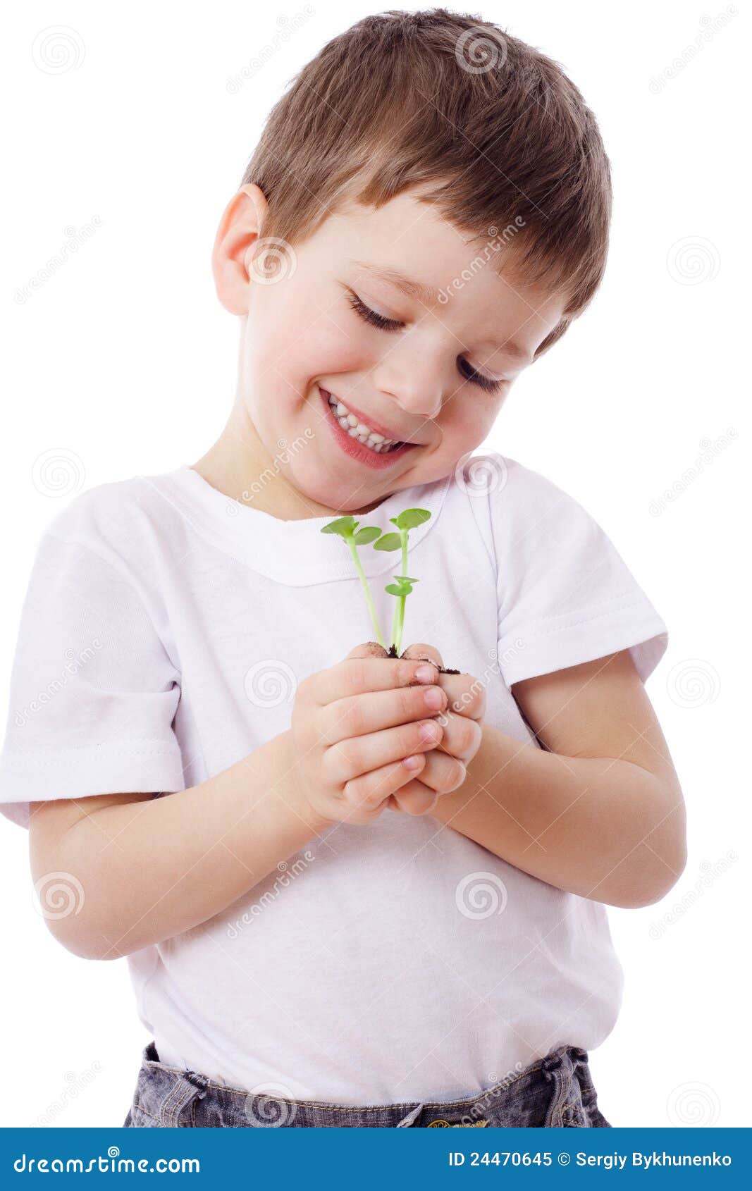 Boy with sprouts in hands stock image. Image of handful - 24470645