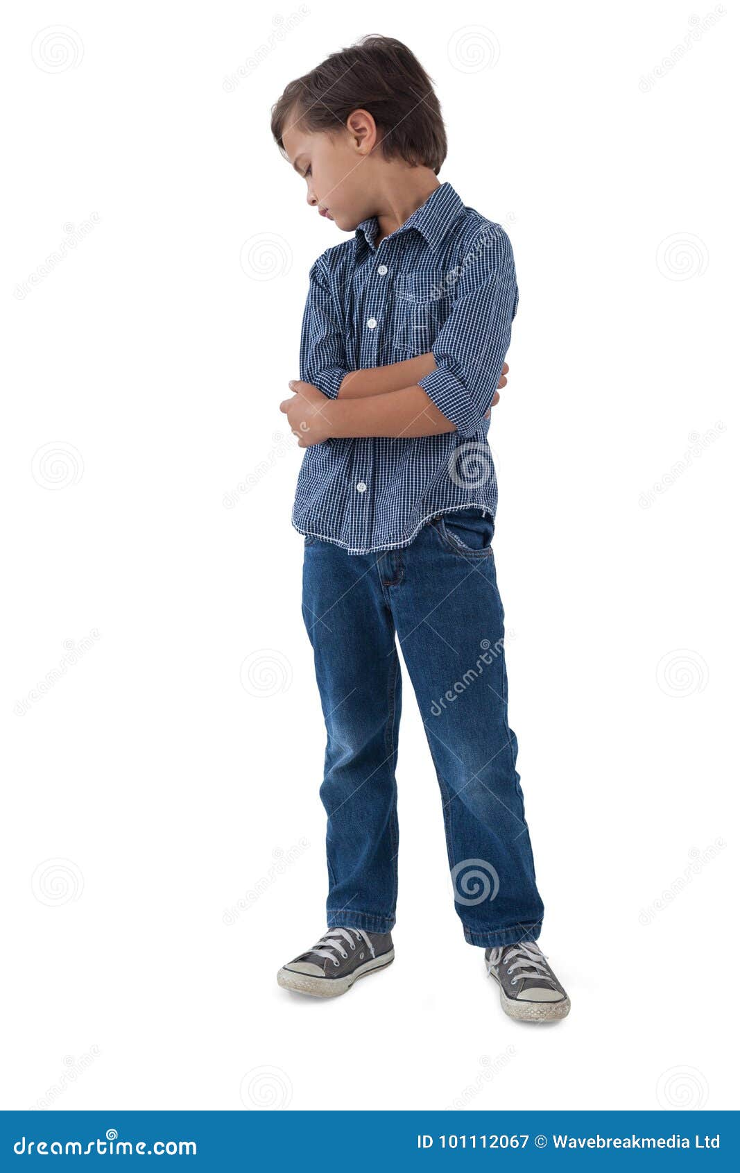 Boy Standing Against White Background Stock Image - Image of hands ...