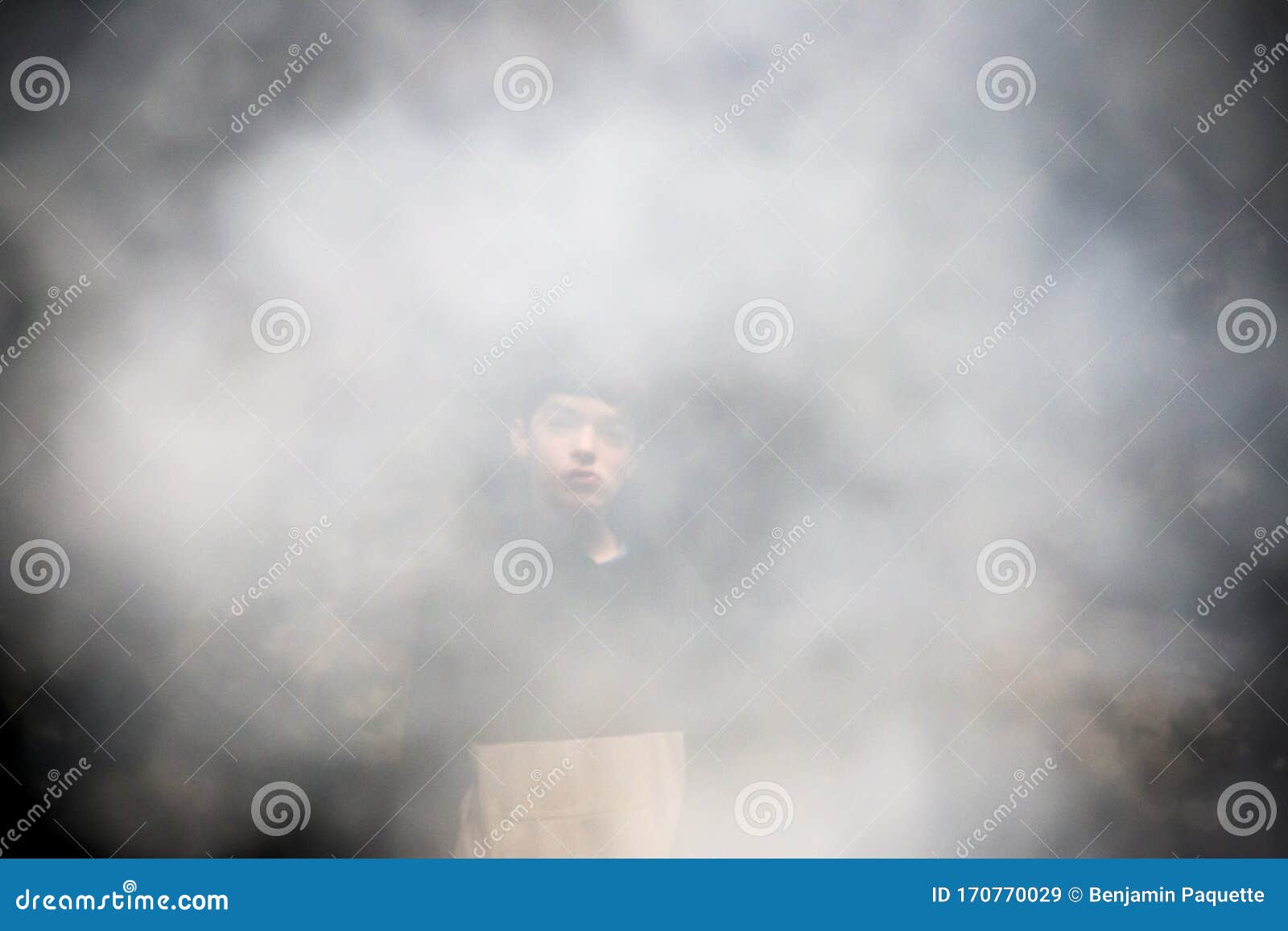Boy Standing Behind a Cloud of Smoke Stock Image - Image of plant ...