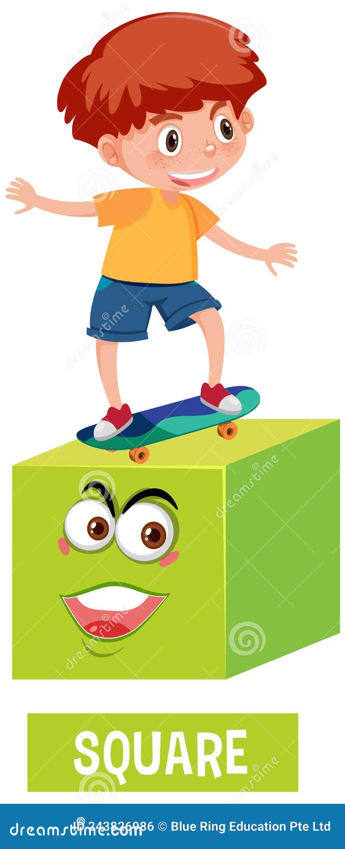 A Boy Standing on Cube Shape Stock Vector - Illustration of cartoon ...
