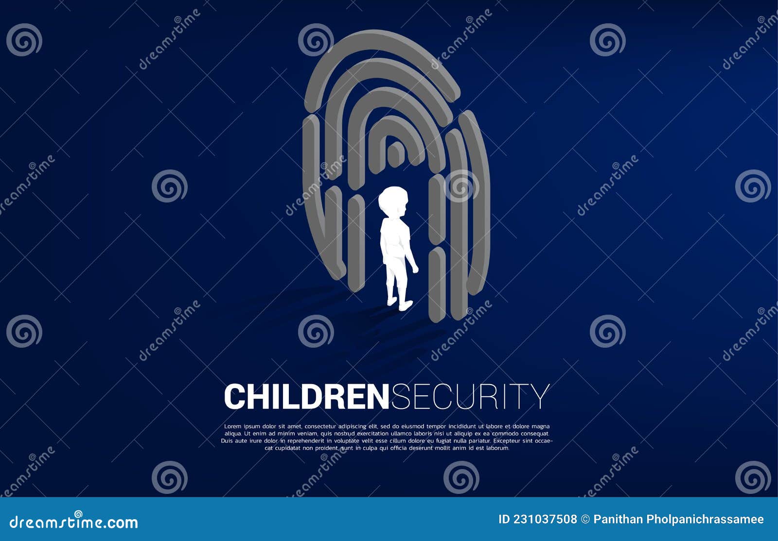 Boy Standing in Finger Scan Icon. Stock Vector - Illustration of ...