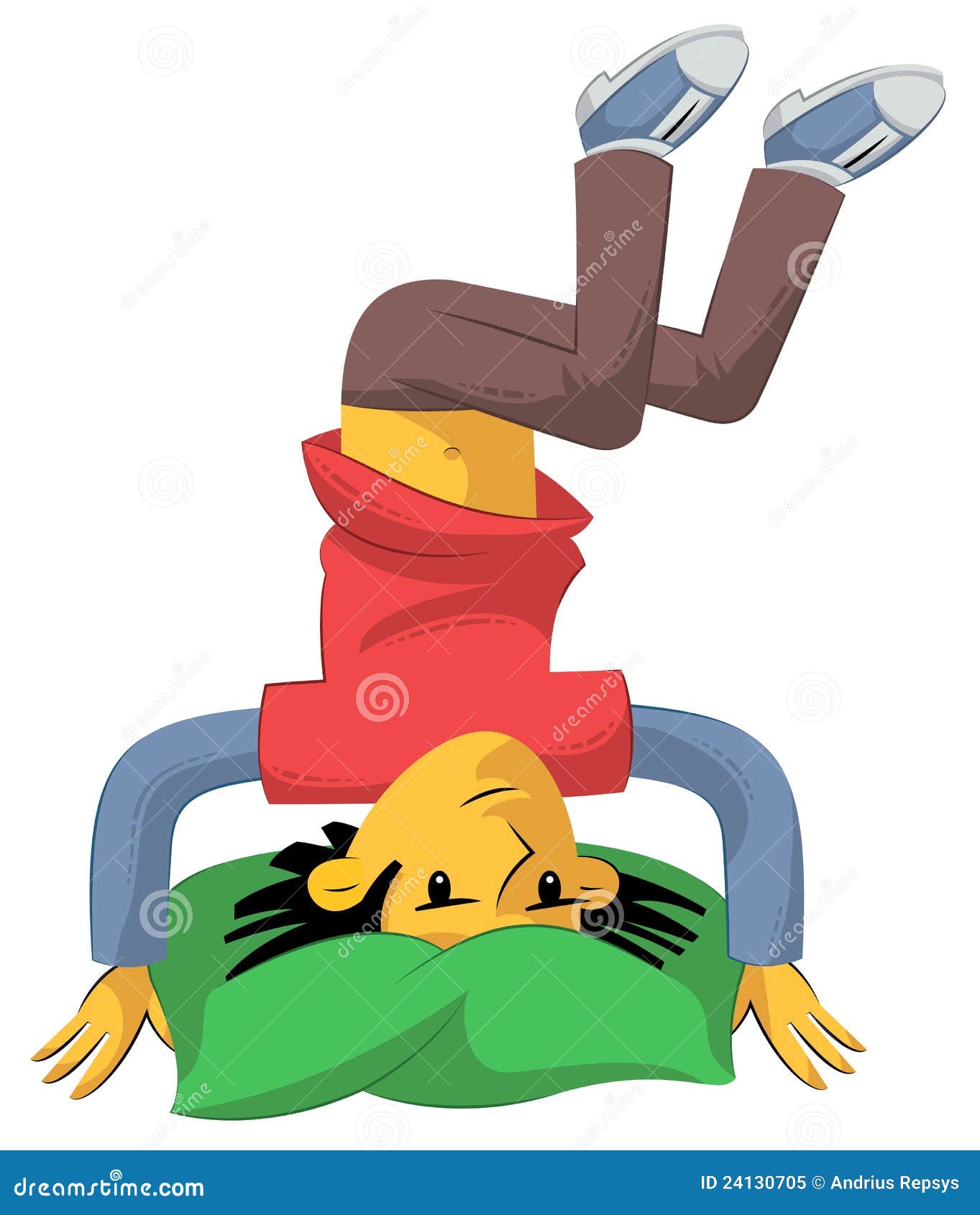 Boy standing on head stock illustration. Illustration of limbering ...