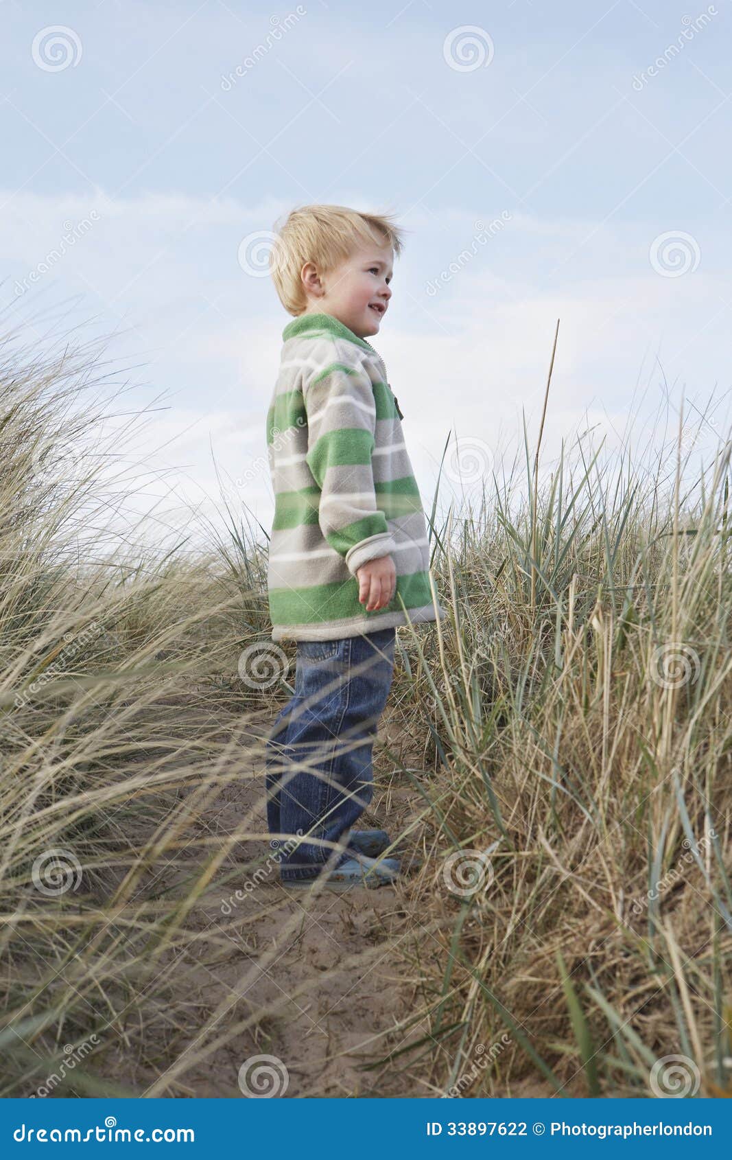Boy Standing on Path among Long Grass Stock Photo - Image of happiness ...