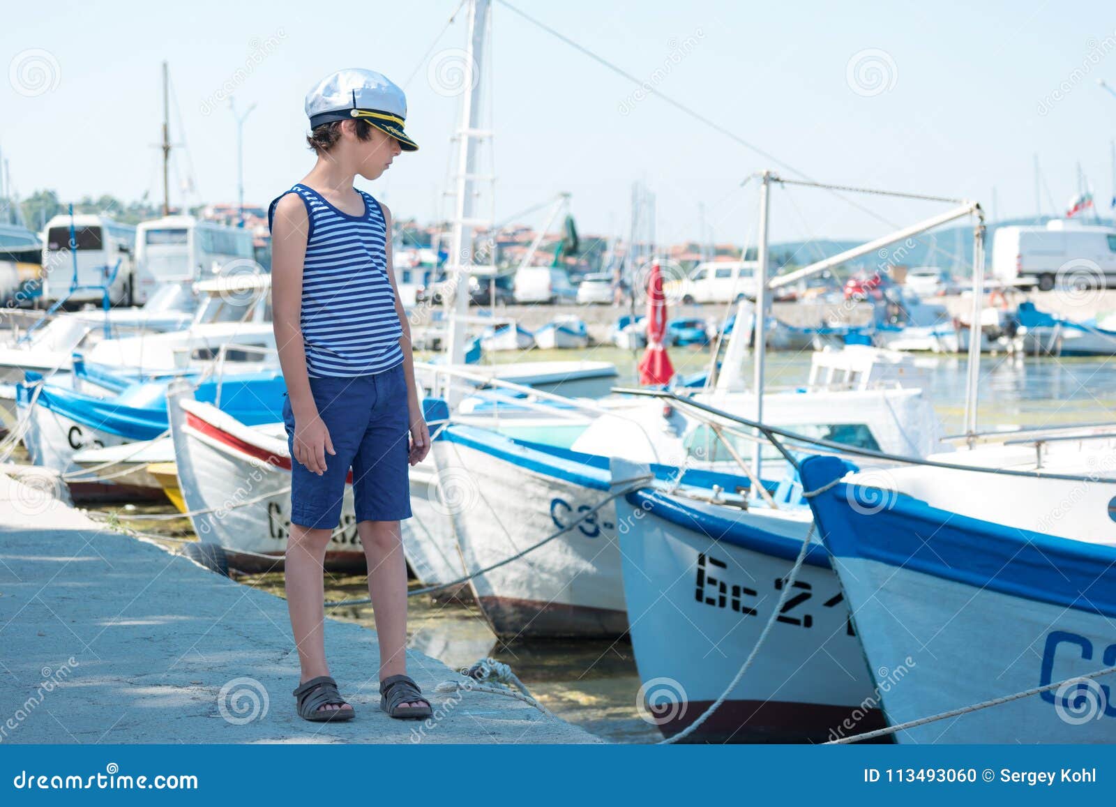 The Boy is Standing on the Pier Stock Photo - Image of tourism, trip ...