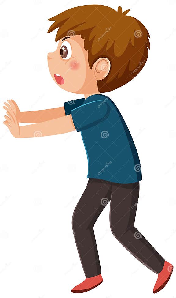 A Boy Standing in Pushing Pose Stock Vector - Illustration of boys ...