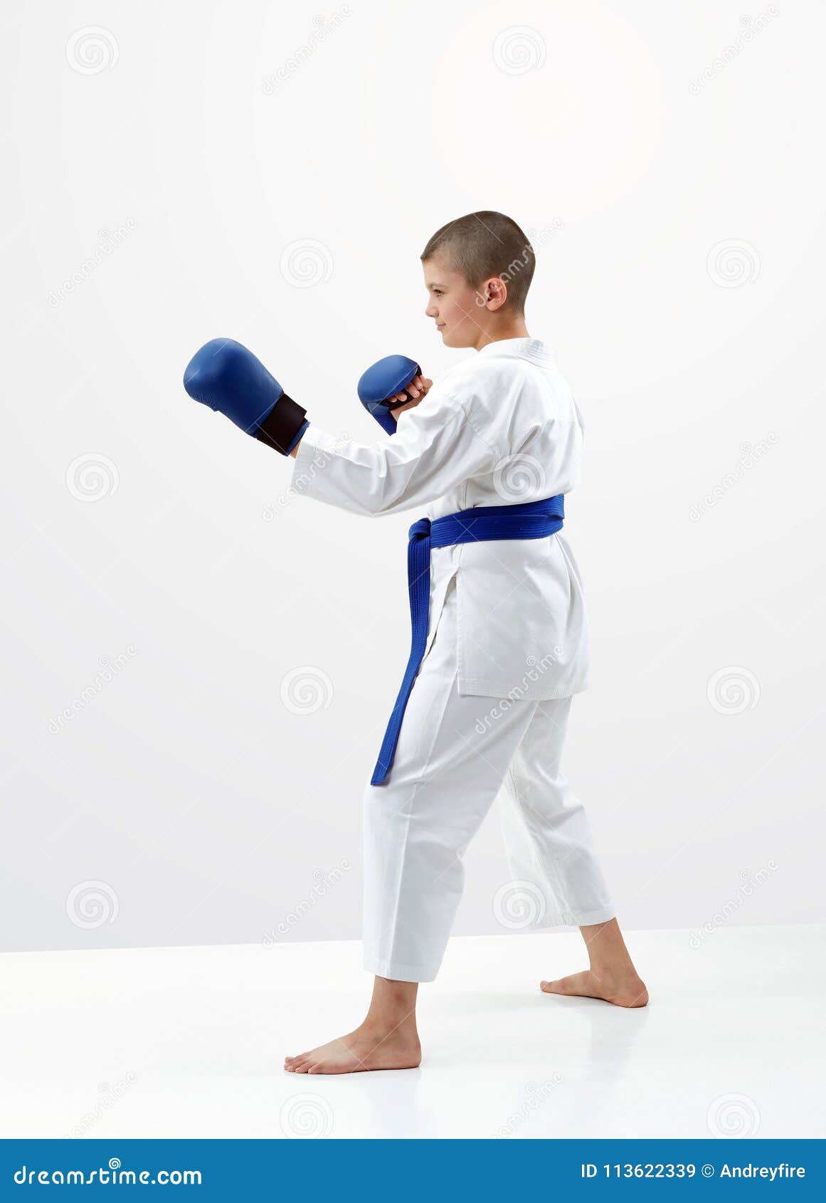 Karateka Boy is Standing in the Rack Karate Stock Image - Image of ...