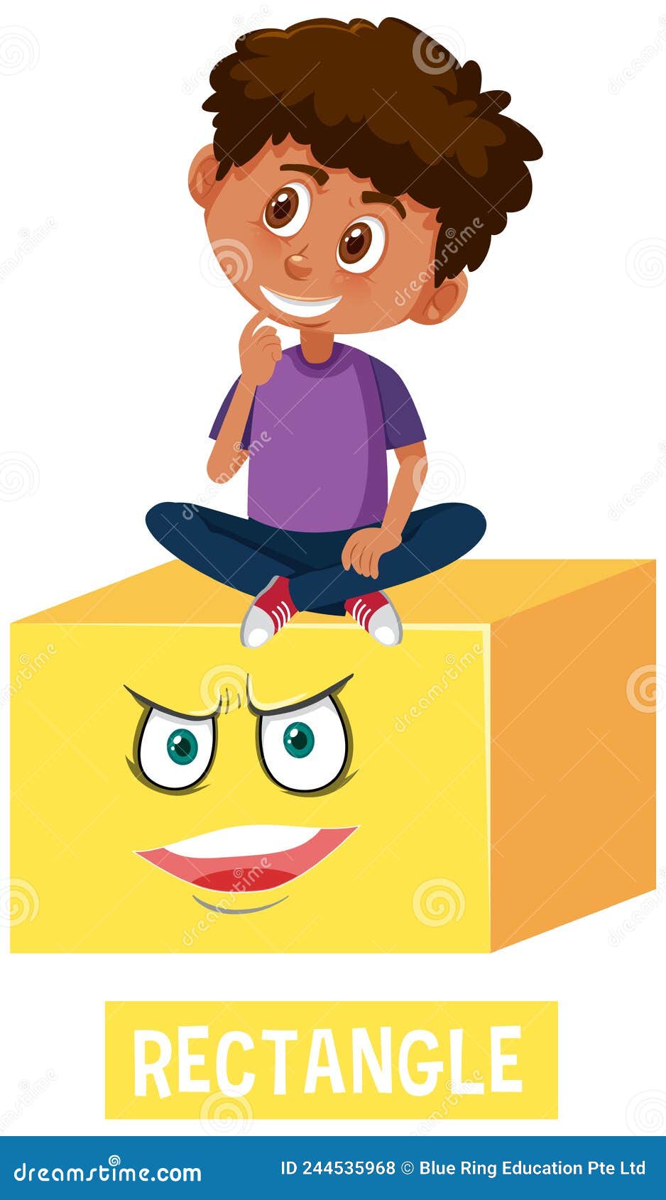 A Boy Standing on Rectangle Shape Stock Vector - Illustration of sides ...