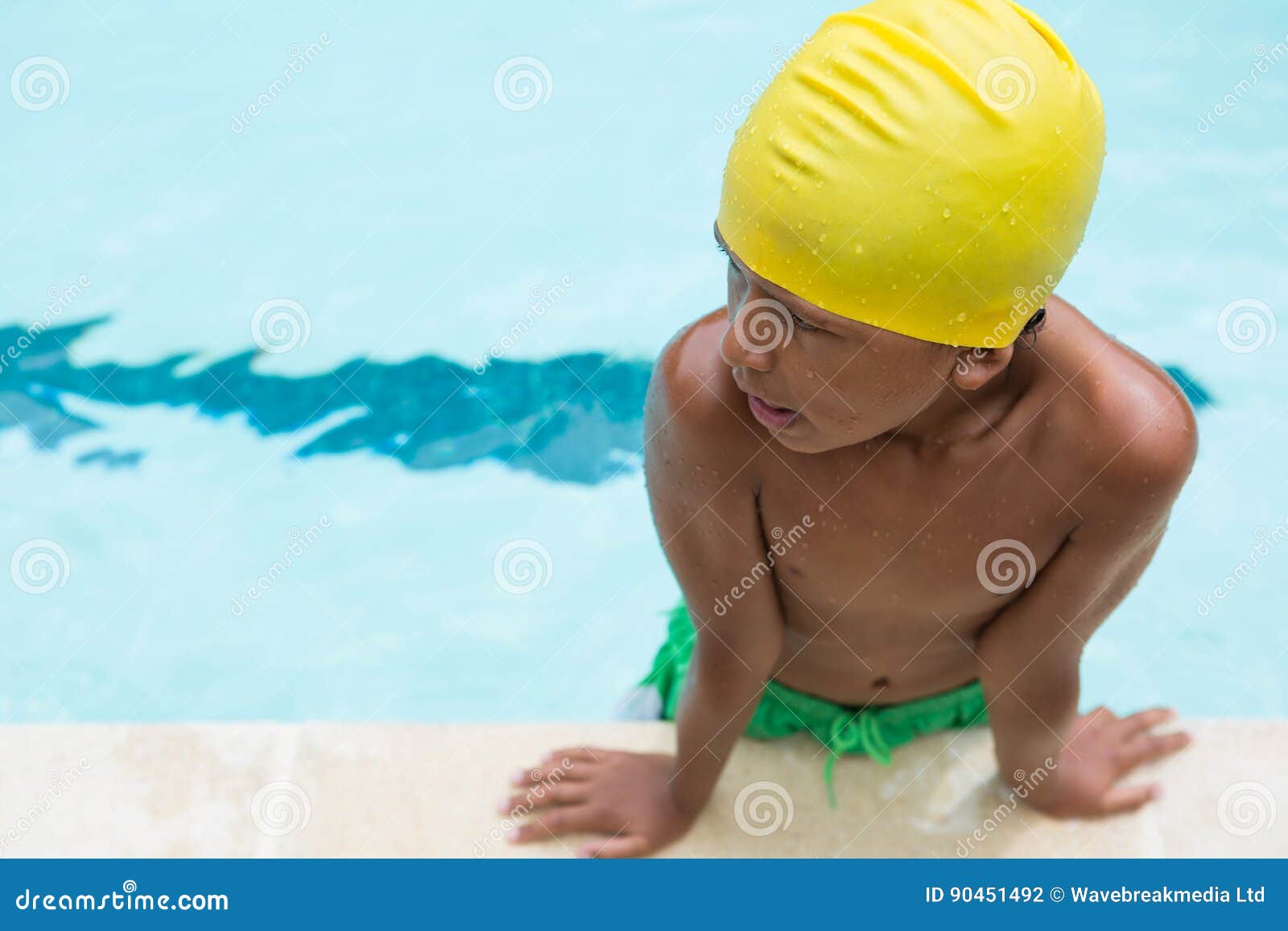 Boy Standing in Swimming Pool Stock Photo - Image of swimming, swimmer ...