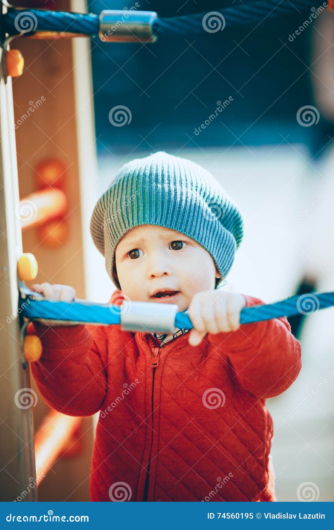 A Boy Stands on the Playground Stock Image - Image of constructions ...