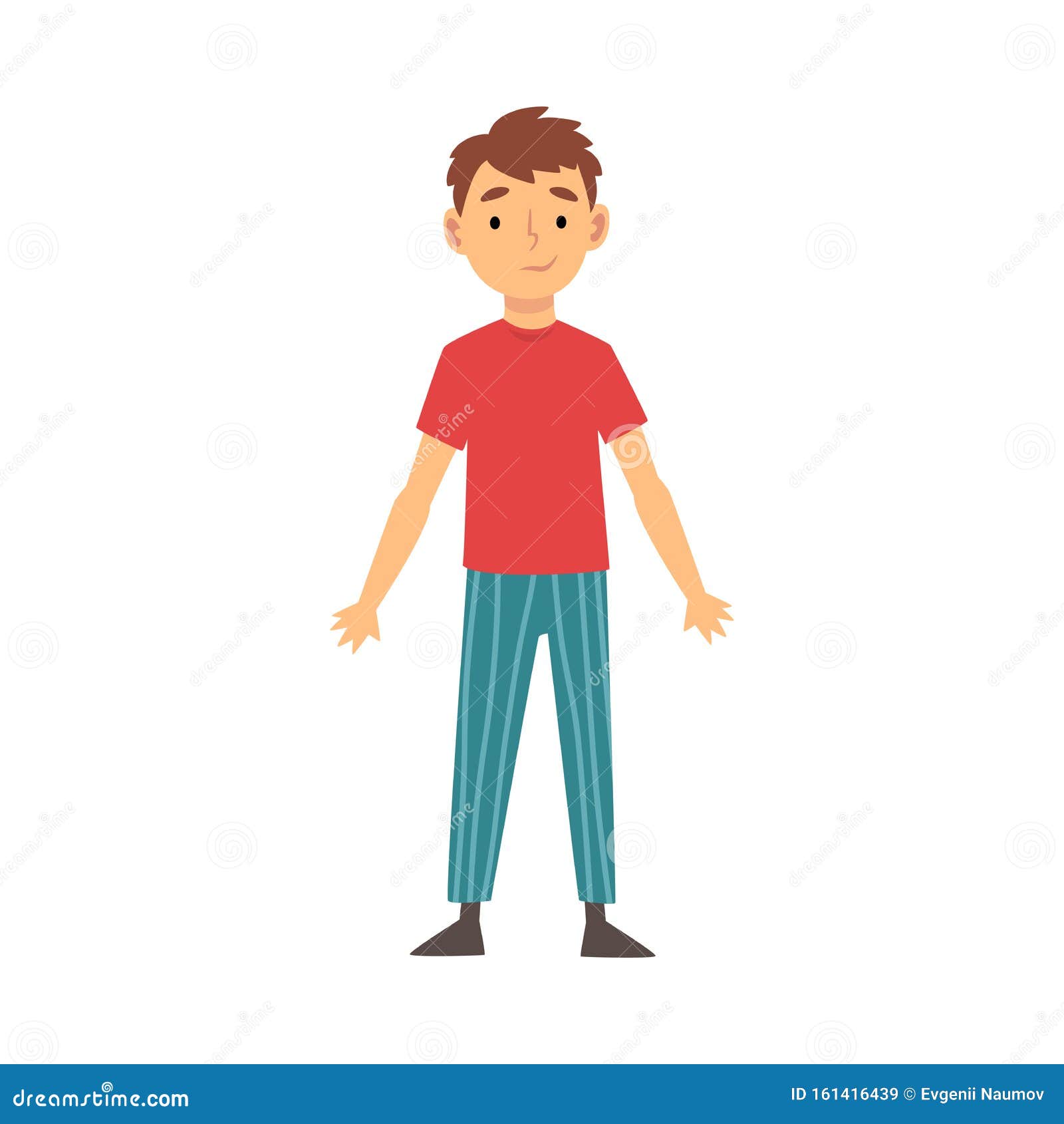 Boy Stands in Striped Pants Cartoon Vector Illustration Stock Vector ... Boy Stands in Striped Pants Cartoon Vector Illustration Stock Vector ...