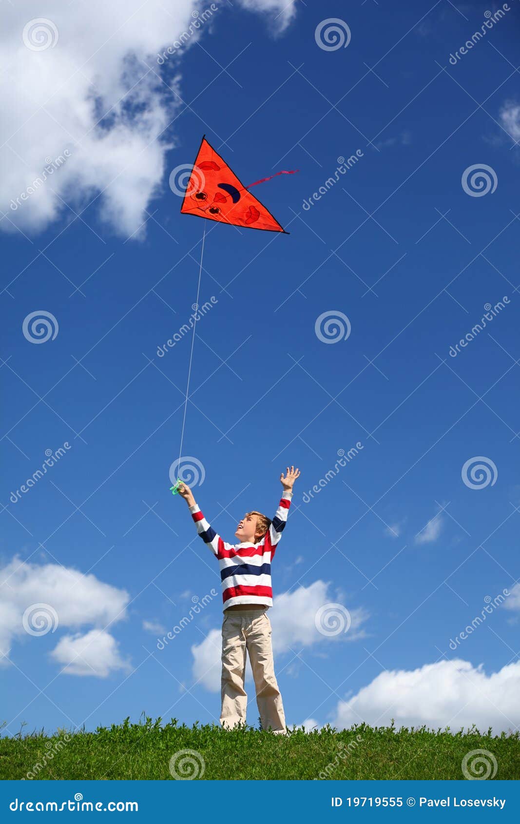 Boy Starts Air Serpent Of Triangular Form In Sky Royalty-Free Stock ...