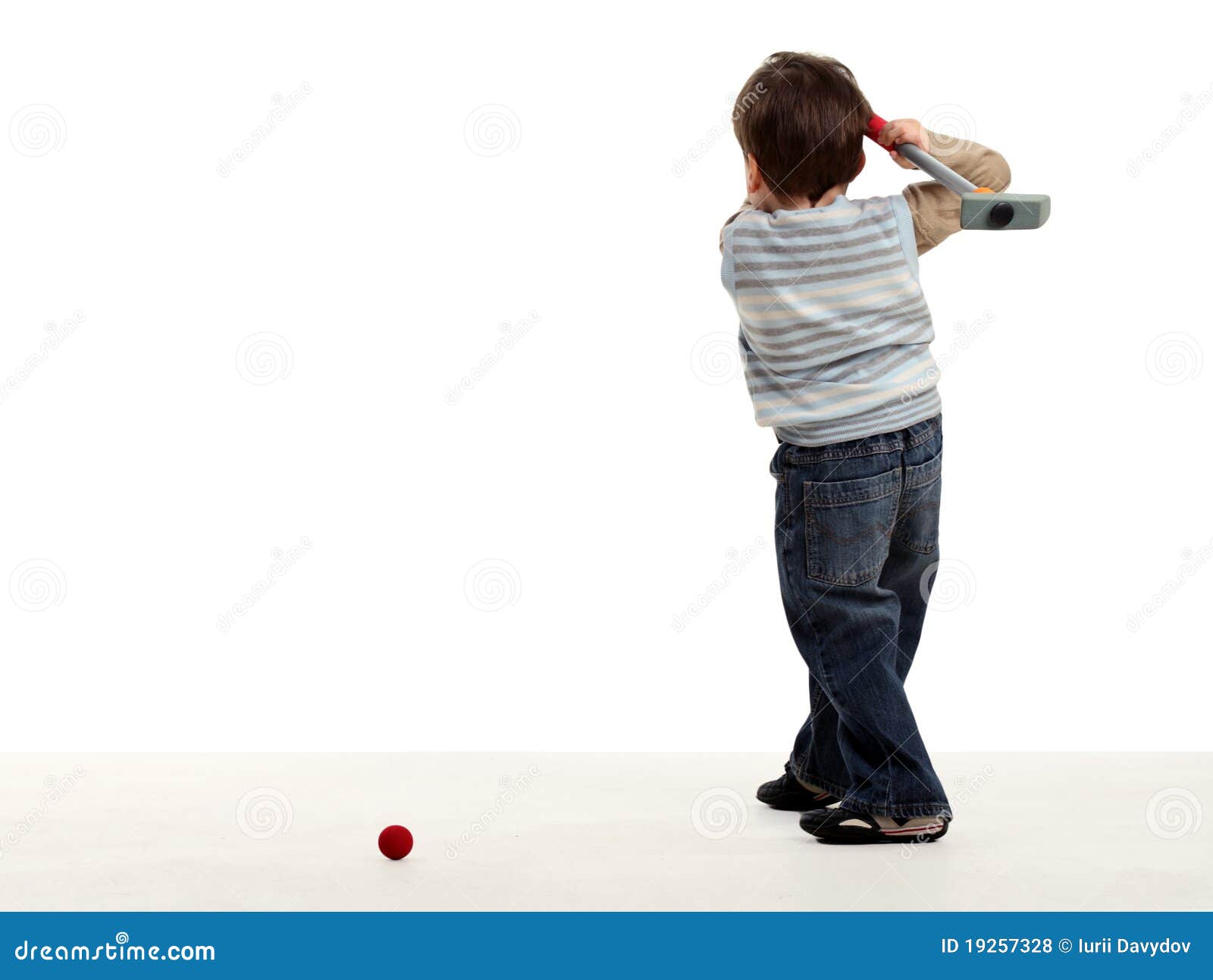 Boy Stay Back and Preparing To Hit a Golf Ball Stock Photo - Image of ...