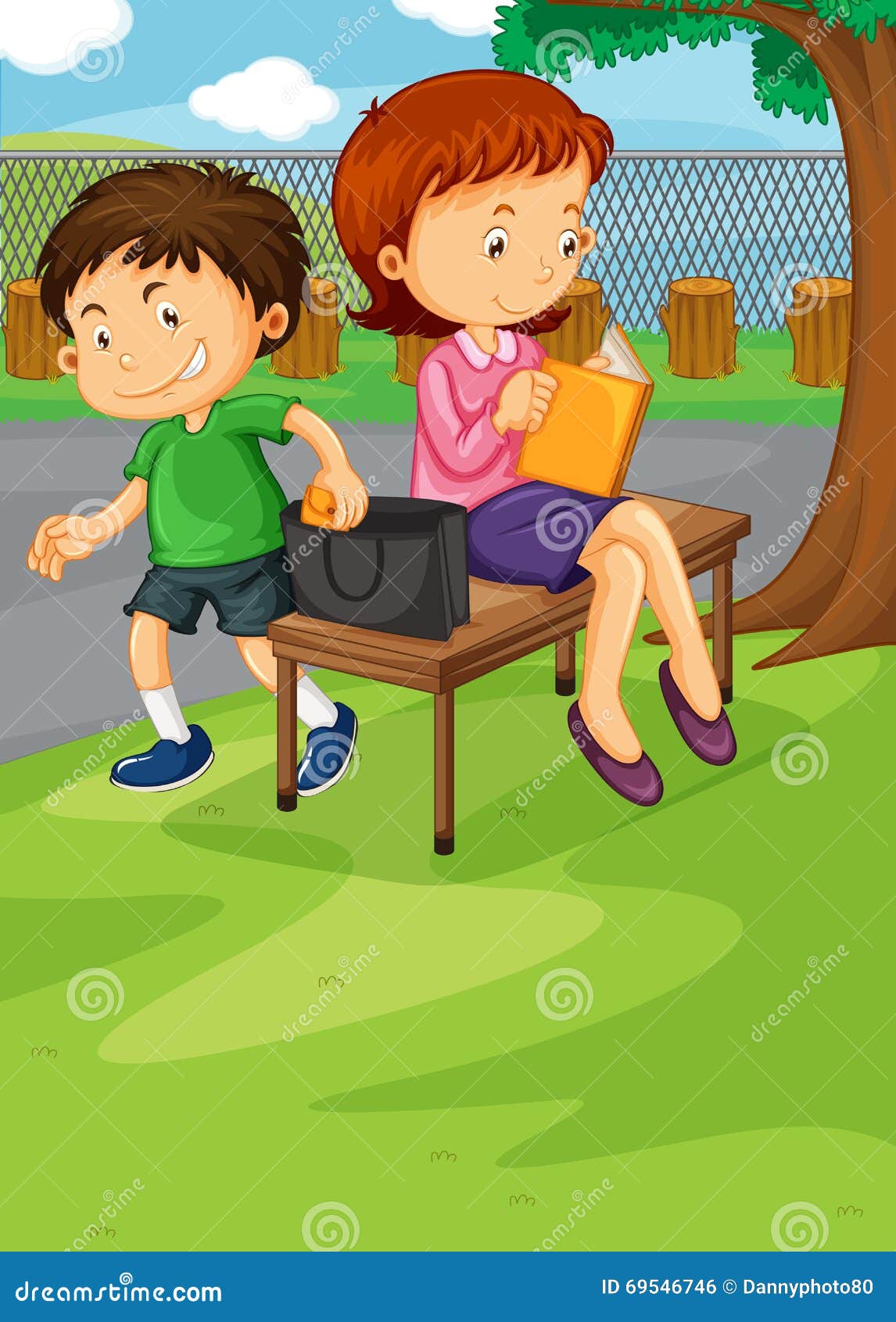 Boy Stealing from Woman S Purse Stock Vector - Illustration of woman ...
