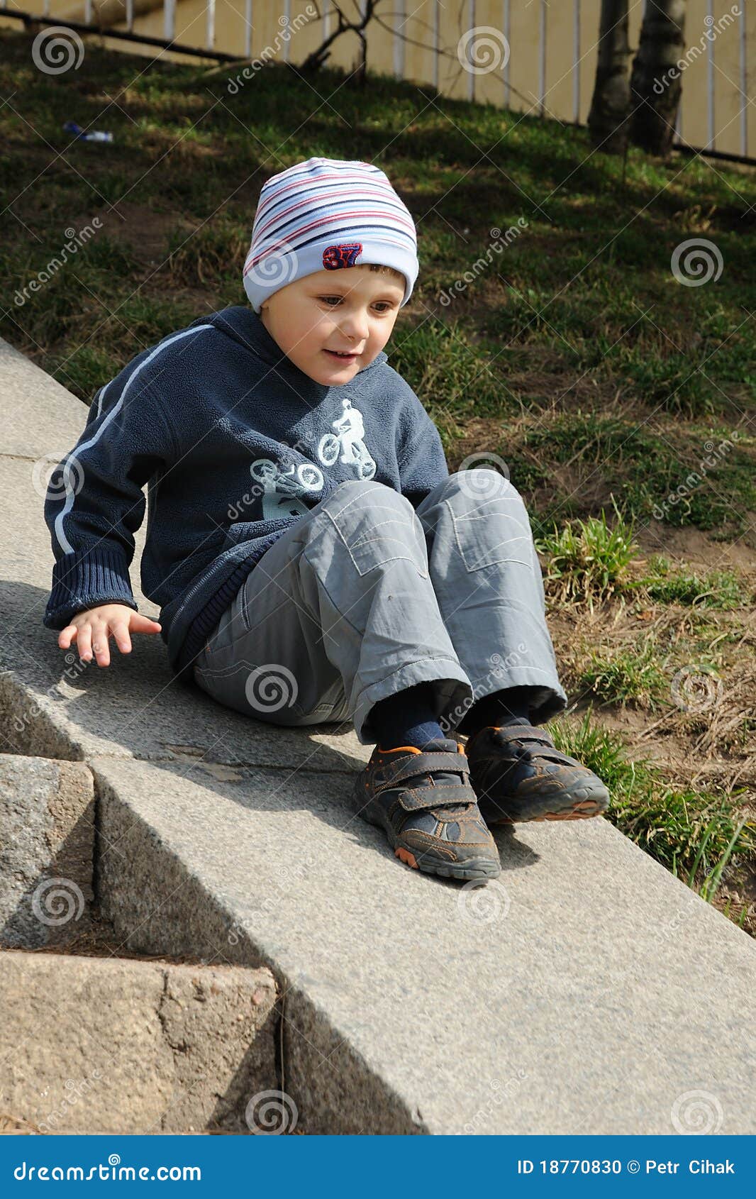 Boy on steps stock photo. Image of sitting, staircase - 18770830