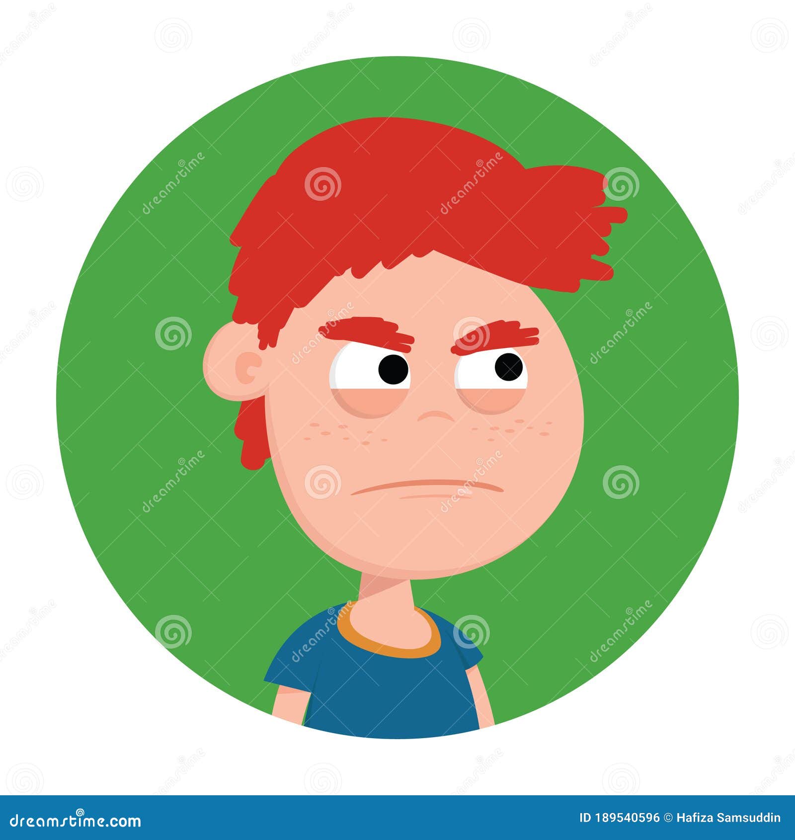 Boy with Stern Expression. Vector Illustration Decorative Design Stock ...