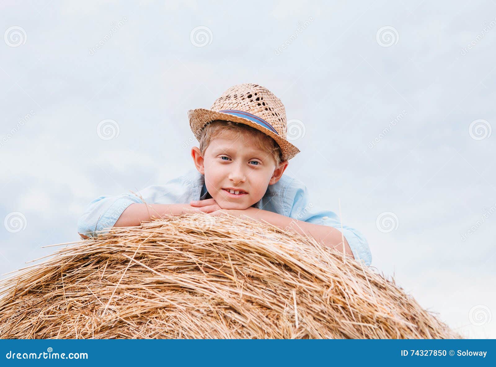 Boy Straw Hat Lying Haystack Stock Photos - Free & Royalty-Free Stock ...