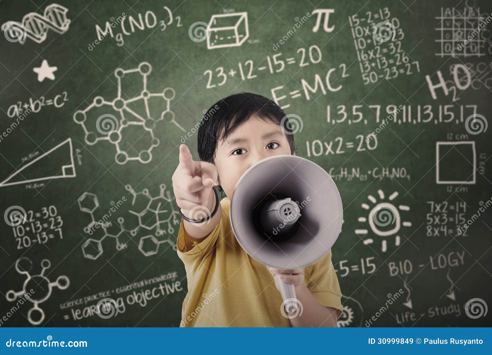 Boy Student Announce with Speaker at Class Stock Image - Image of ...