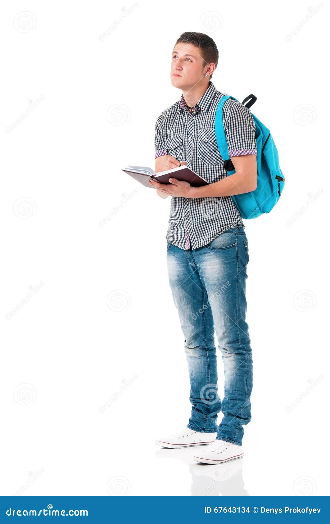 Boy Student with Backpack and Notepad Stock Photo - Image of decision ...