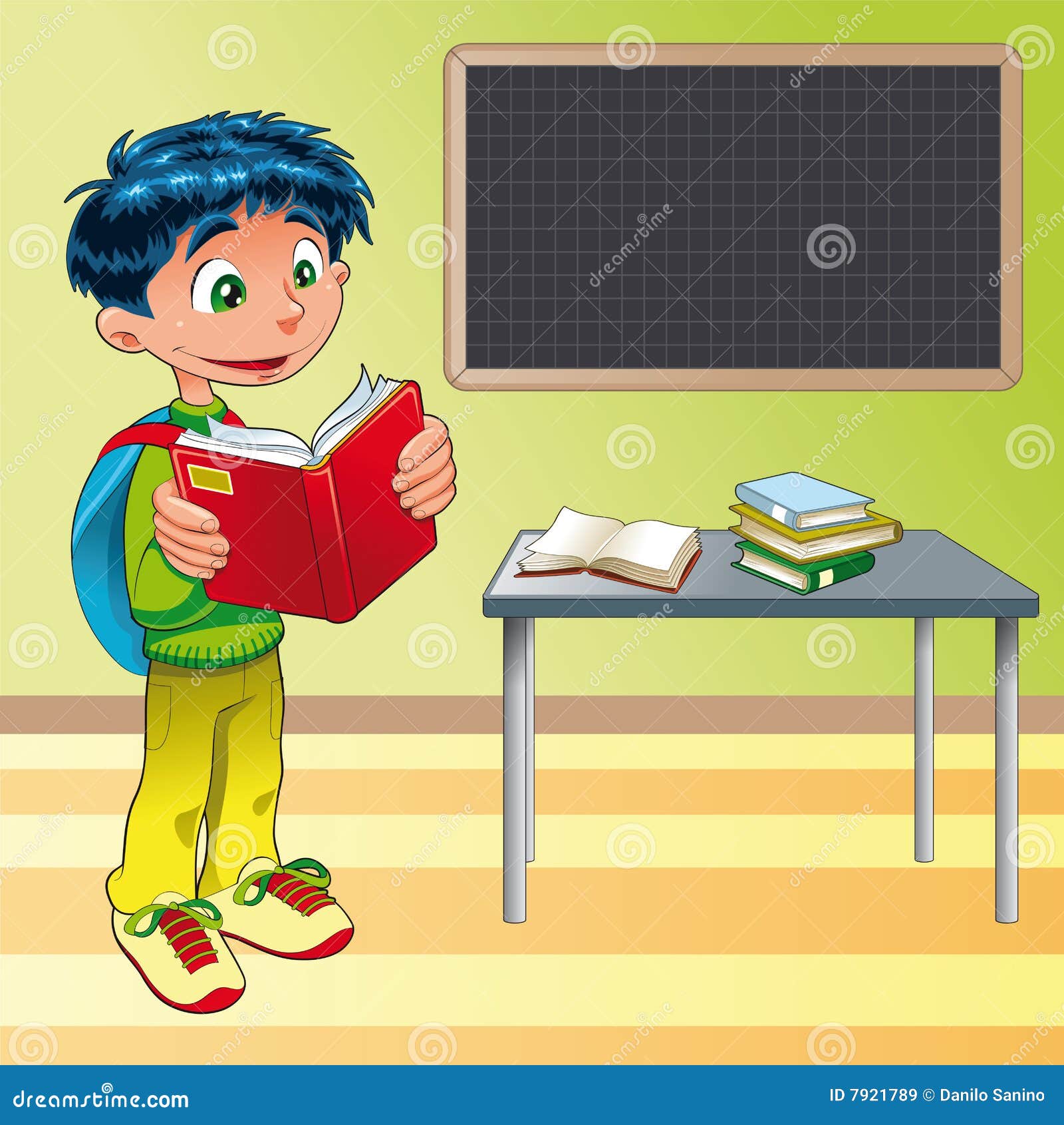 Boy, Student in the Classroom Stock Vector - Illustration of desk ...