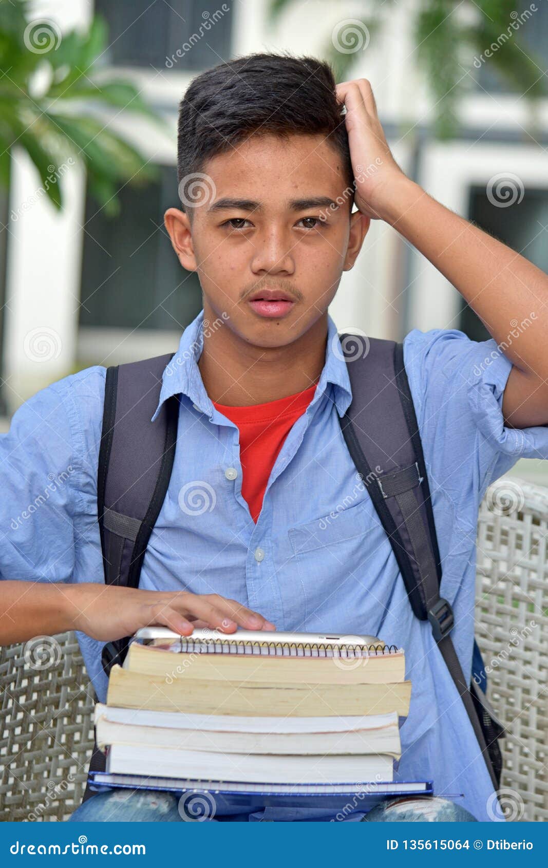 Boy Student and Confusion stock photo. Image of pupil - 135615064
