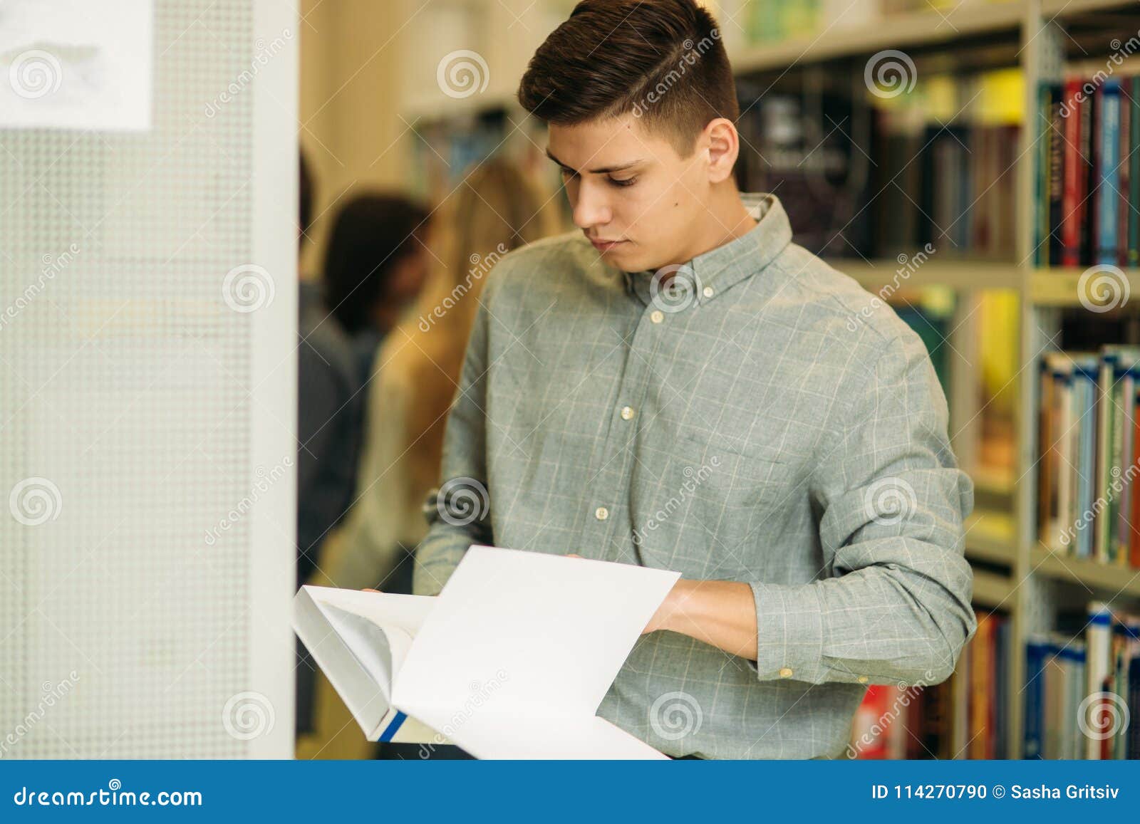 Boy Student in Library Want To Find Some Book Stock Photo - Image of ...