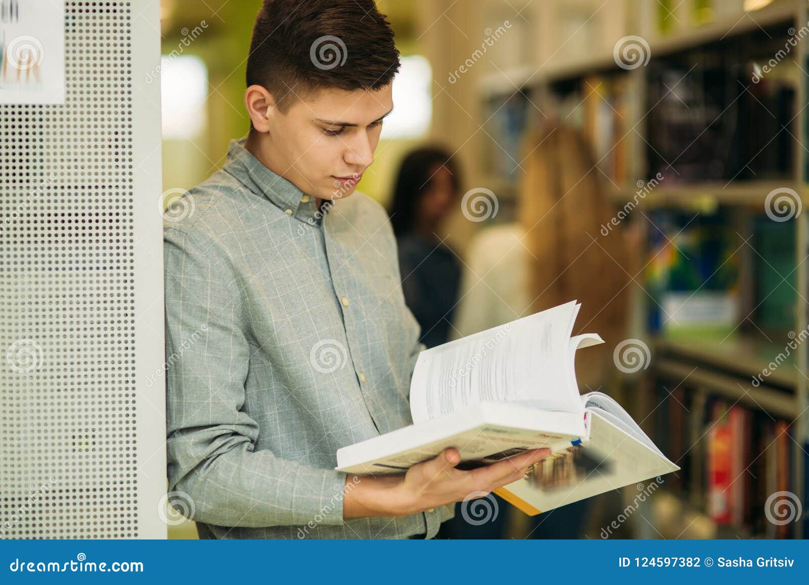 Boy Student in Library Want To Find Some Book Stock Photo - Image of ...