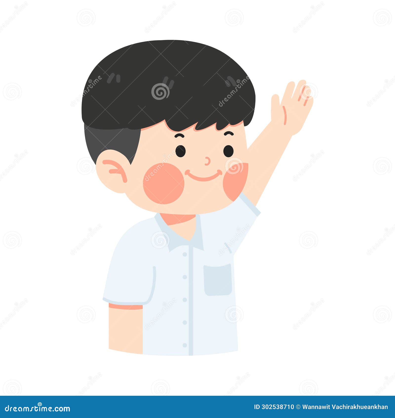 Boy Student Raising Hand Cartoon Stock Vector - Illustration of chair ...