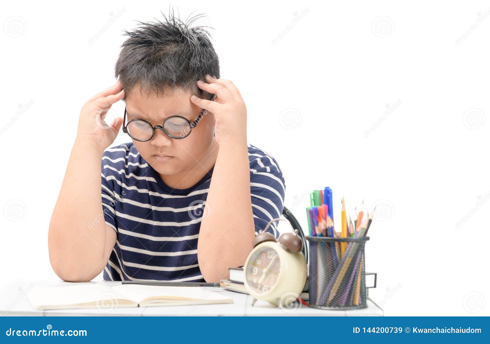 Boy Student Stressed by the Study Isolated Stock Image - Image of ...