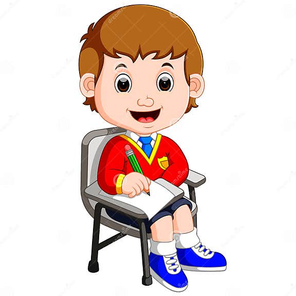 Boy Student Studying and Writing Stock Vector - Illustration of ...
