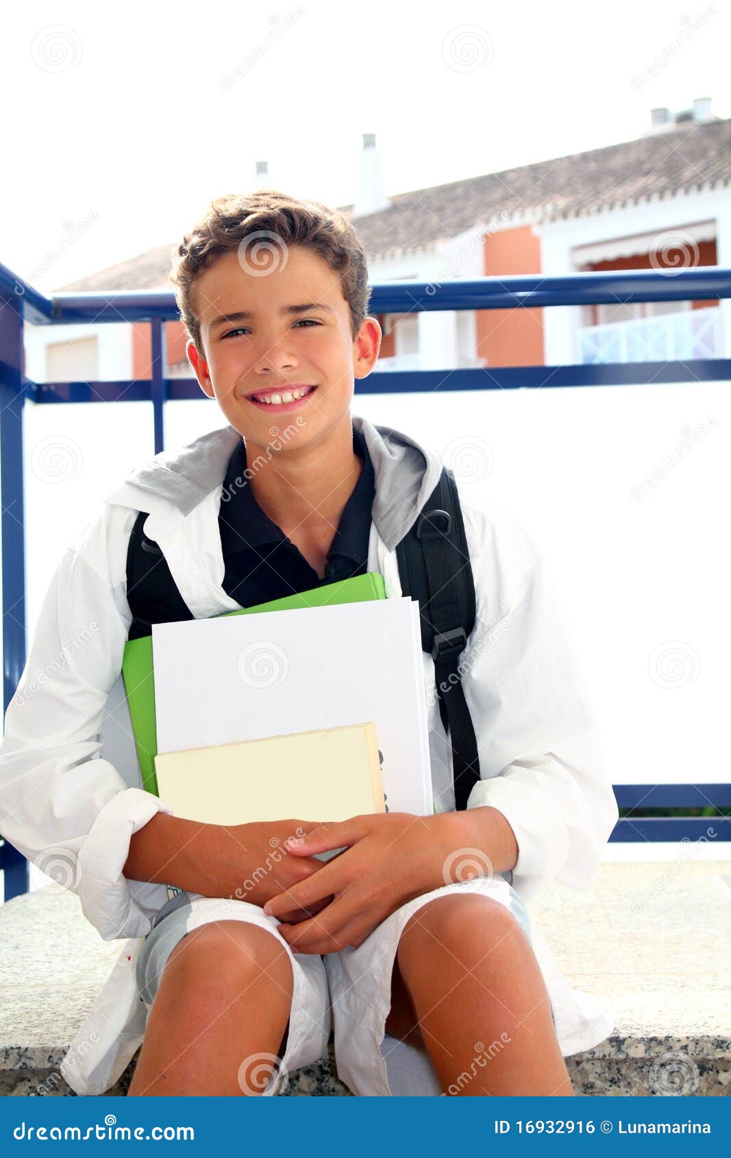 Boy Student Teenager Backpack Holding Books Stock Photo - Image of ...