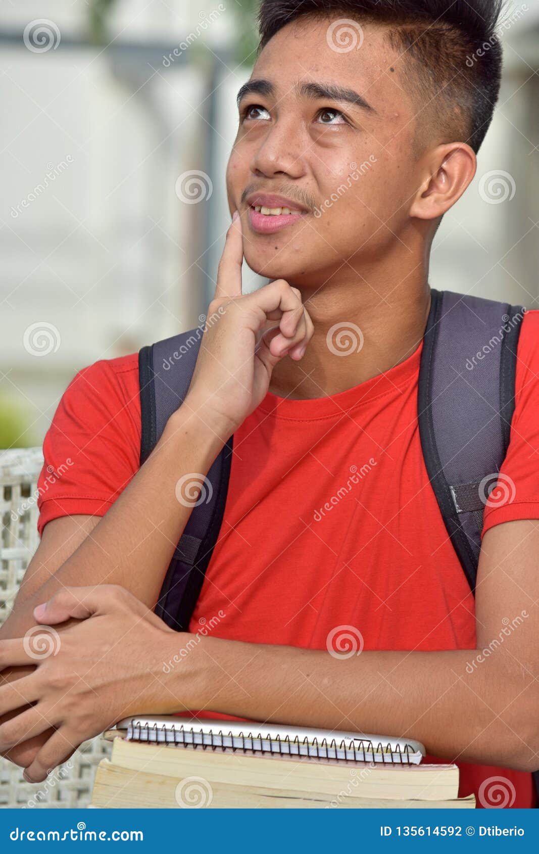 Boy Student Thinking stock photo. Image of males, thinking - 135614592