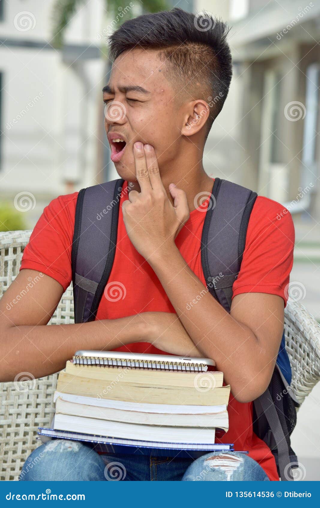 Boy Student with Toothache stock photo. Image of pupil - 135614536