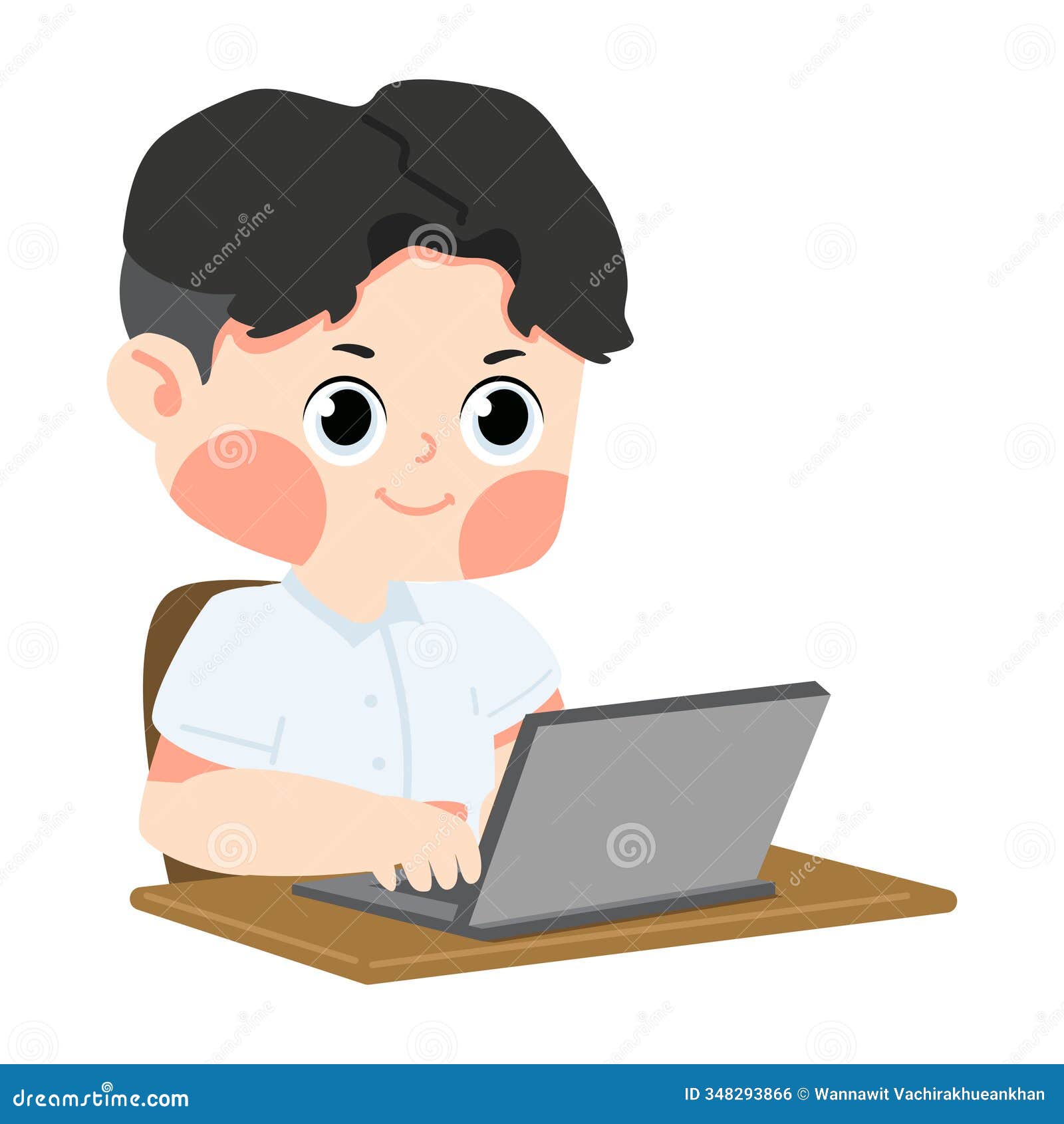 Boy Student Using Computer Cartoon Stock Vector - Illustration of ...