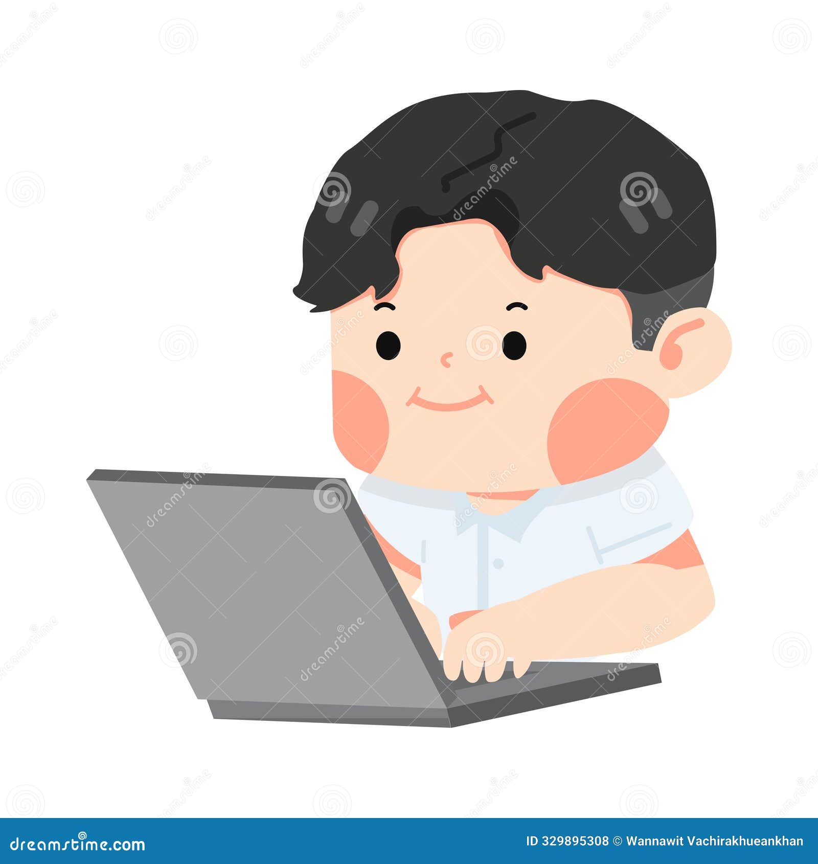 Boy Student Using Computer Pointing Stock Vector - Illustration of cool ...