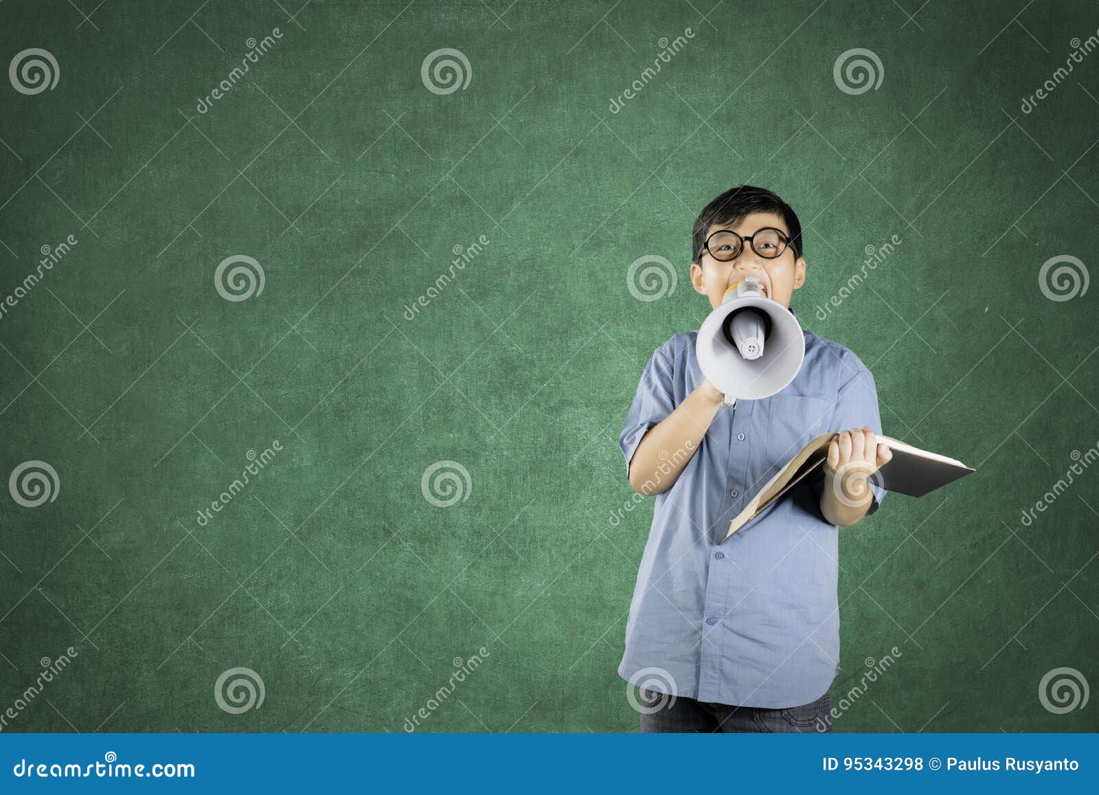 Boy Student Using a Megaphone To Speak Stock Photo - Image of copy ...